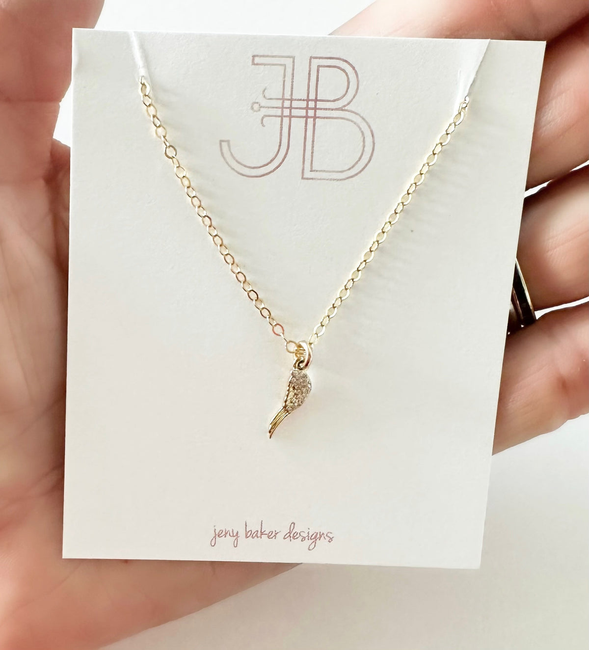 Petite Diamond Wing Necklace | Jeny Baker Designs