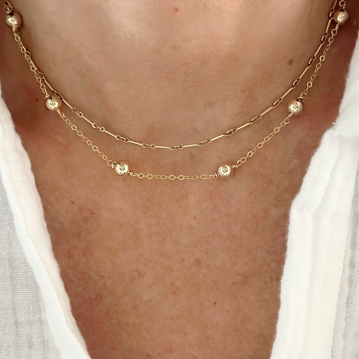 Maddy Necklace, Round Gold Beads | Jeny Baker Designs